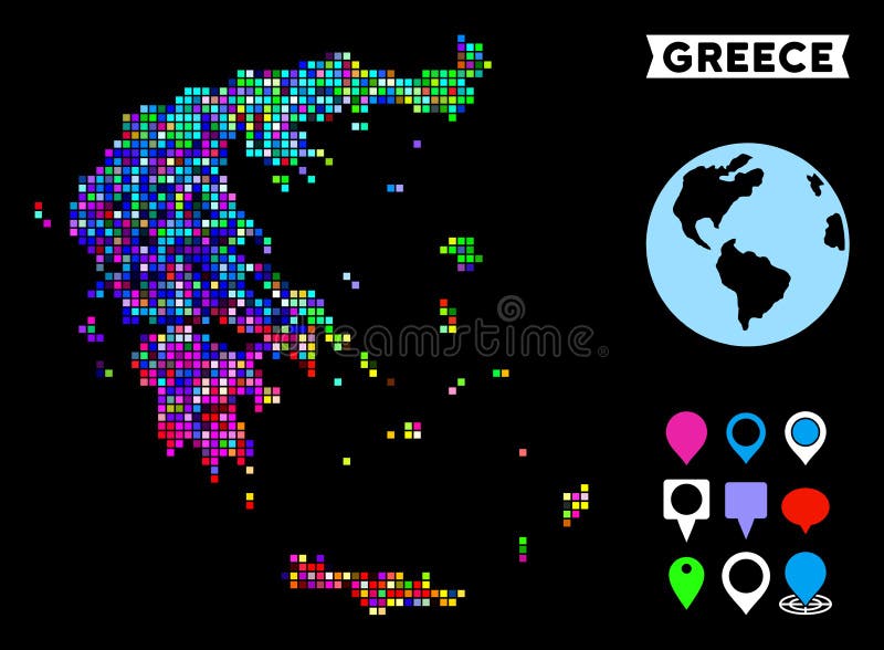 Colored Dotted Greece Map stock vector. Illustration of greece - 122548061