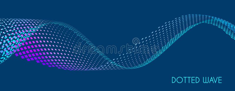 Colored Dotted Wave on Dark Blue Background. Vector Graphics Stock ...