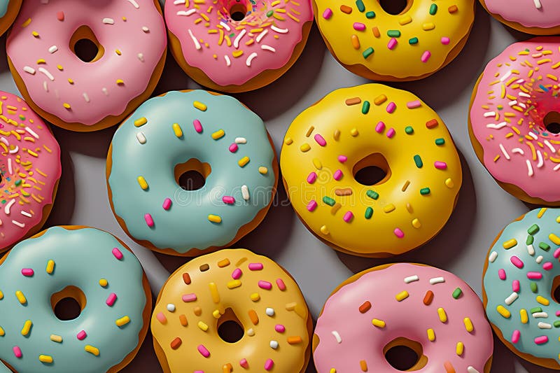 Colored Doughnuts, Seamless Pattern Stock Illustration - Illustration ...