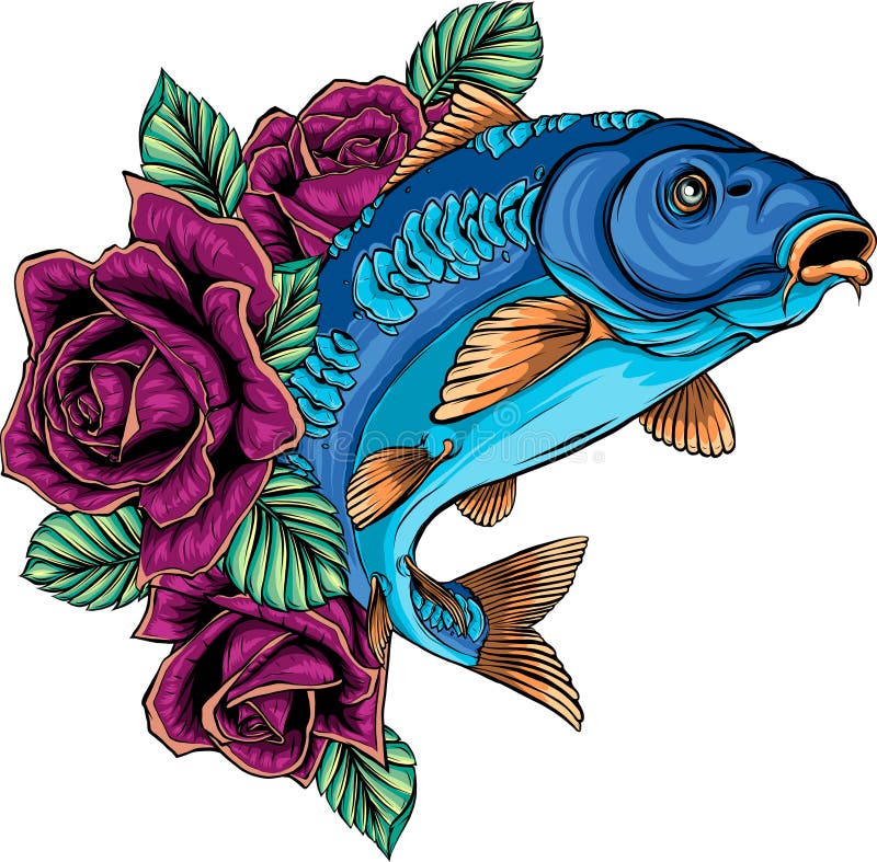 Colored Draw of Carp Fish Vector Illustration Design Stock Vector ...