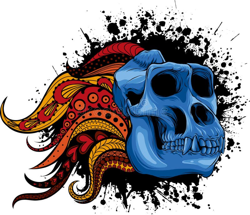 Colored Draw of Monkey Skull Vector Illustration Design Stock Vector ...