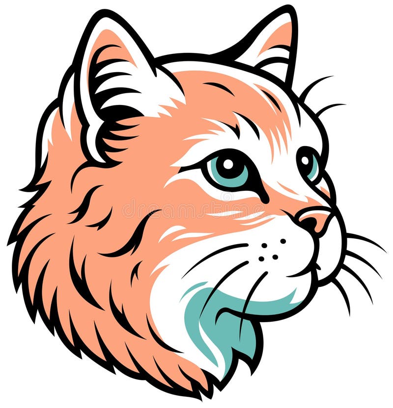 Colored Drawing of Cats Head Stock Vector - Illustration of isolated ...