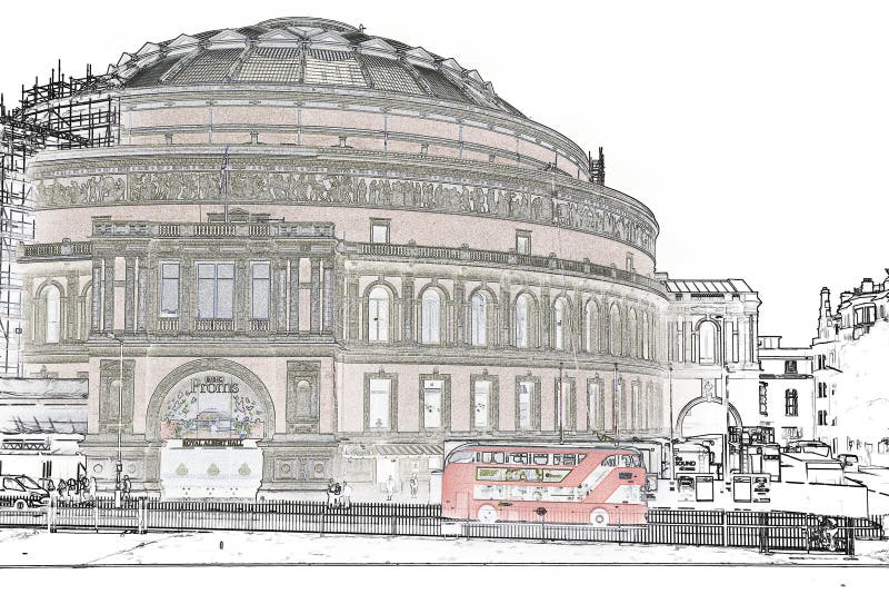 Colored Drawing of the Royal Albert Hall Editorial Image - Image of ...