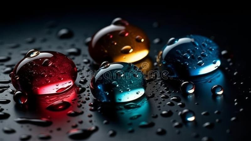 Colored Drops of Water Generative AI Stock Illustration - Illustration ...
