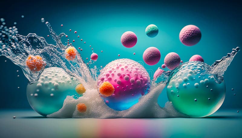 Colored Drops Water Splashes Light Blue, Generative AI Stock ...