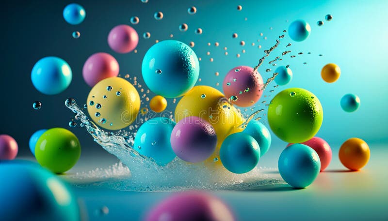 Colored Drops Water Splashes Light Blue, Generative AI Stock ...