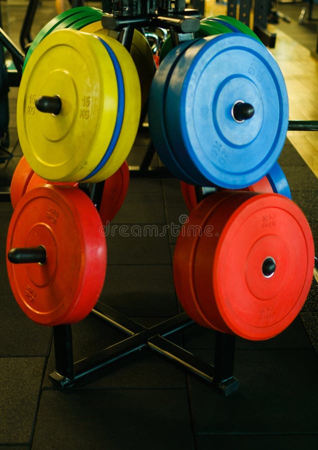 Colored Dumbbells in the Gym Stock Image - Image of activity, exercise ...