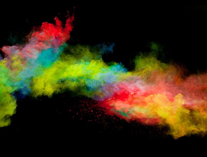 Colored Dust Explosion on Black Background Stock Image - Image of black ...