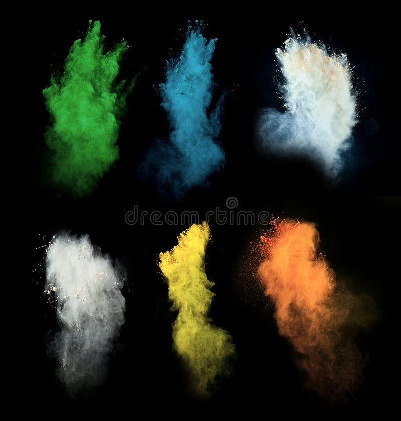 Colored Dust Explosion on Black Background Stock Image - Image of black ...