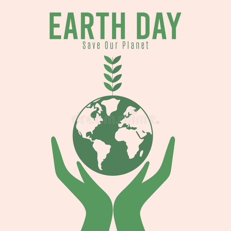Colored Earth Day Poster Hands Holding Planet Vector Stock Vector