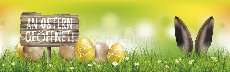 Colored Easter Eggs Ostern Geoeffnet Hare Ears Spring Header Stock ...