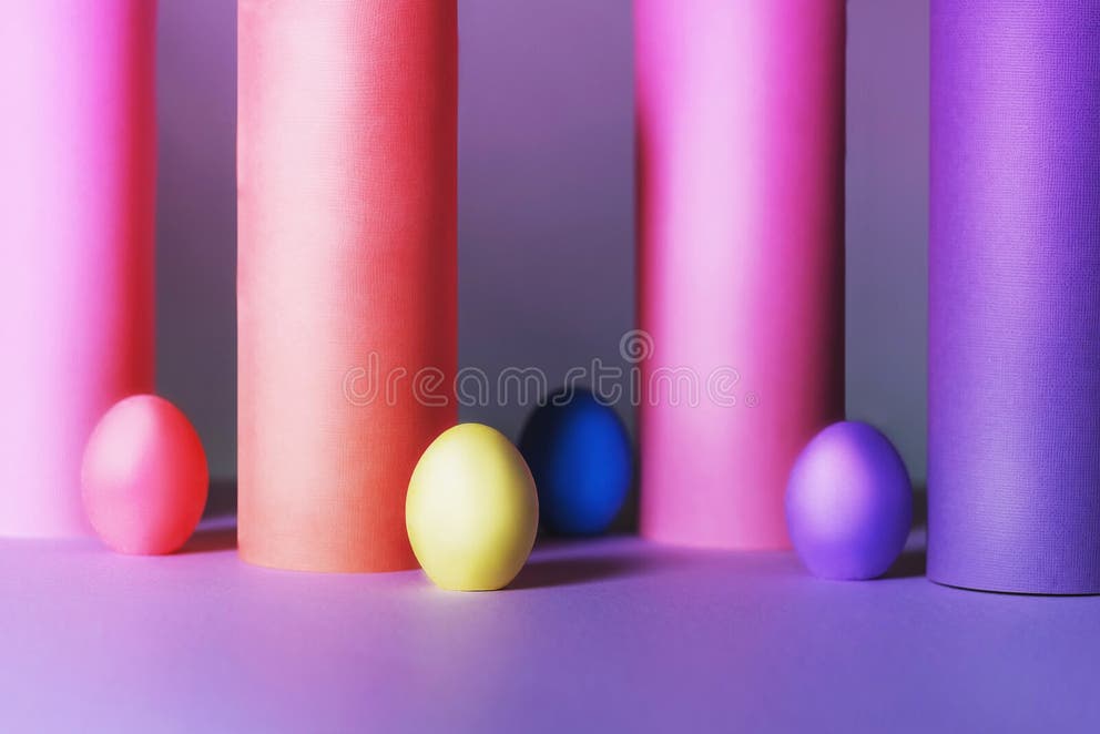 Colored Easter Eggs with Tubes Made from Craft Paper. Ester Concept ...
