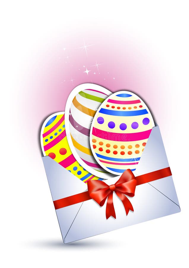 Colored Eggs in Envelope Easter Gift Stock Illustration - Illustration ...