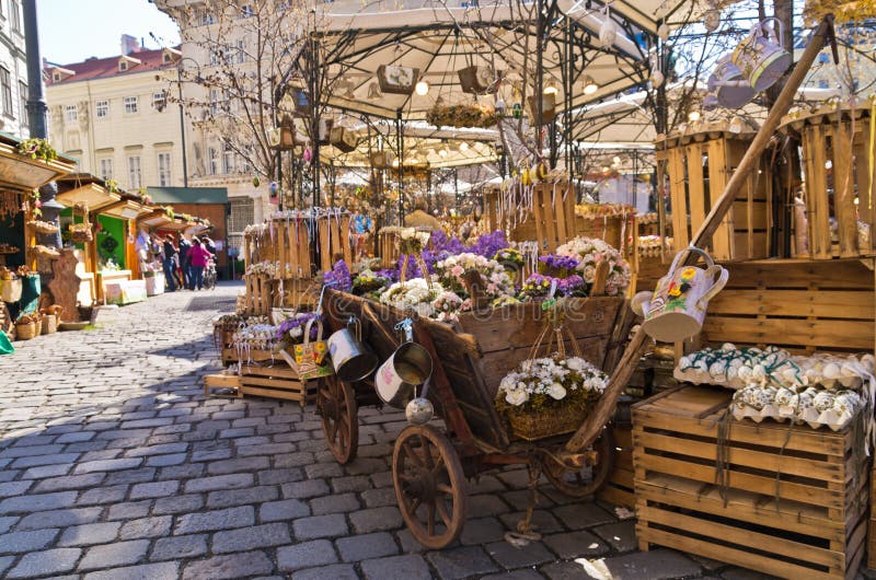 Colored Eggs Market at am Hof Square in Vienna Just before Easter Stock ...