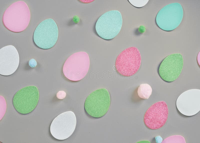 Colored Eggs and Small Fluffy Clumps As a Symbol of Easter. Eggs Made ...