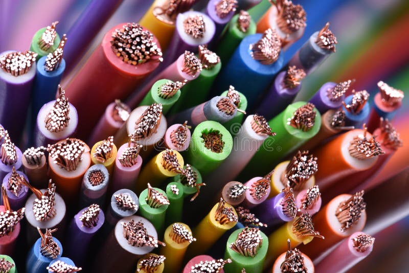 Colored Electric Cables Closeup Stock Image - Image of information ...