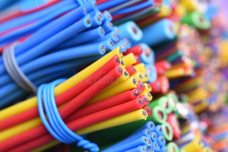 Colored Electric Cables Closeup Stock Image - Image of cord, electrical ...