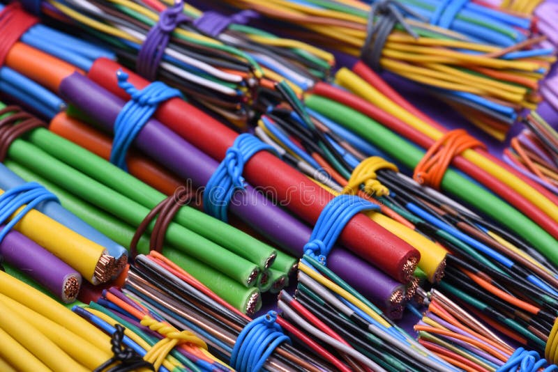 Colored Electric Cables Closeup Stock Photo - Image of media, business ...