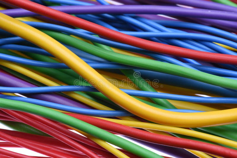 Colored Electric Cables Closeup Stock Photo - Image of electricity ...