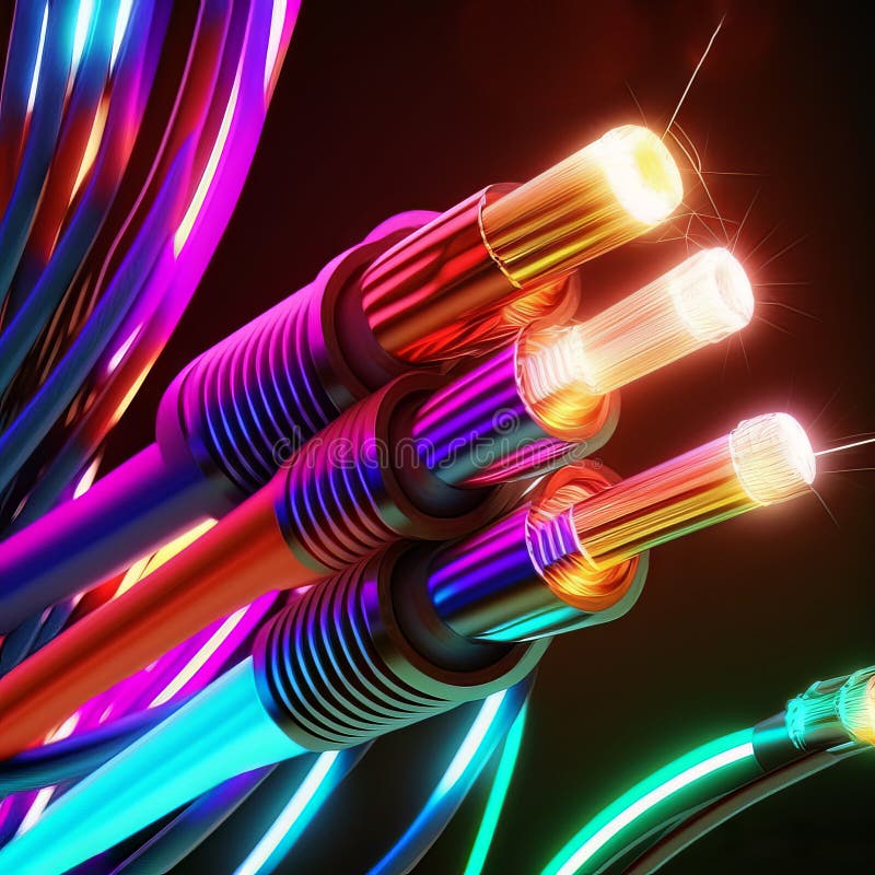 Colored Electric Cables Glowing, Created by Generative AI Stock ...