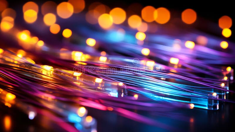 Colored Electric Cables and LED Futuristic Technology Background Stock ...