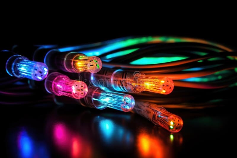 Colored Electric Cables and Led. Generative AI Stock Illustration ...