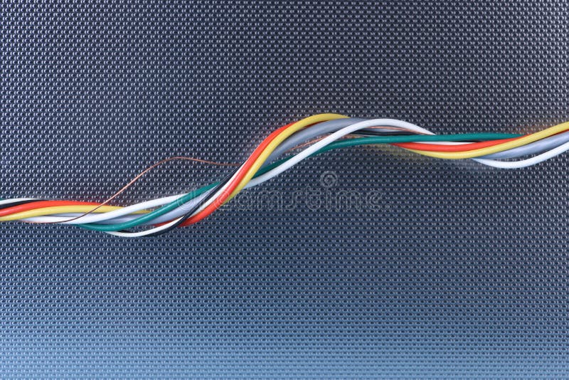 Colored Electrical Cable on Metallic Background Stock Image - Image of ...