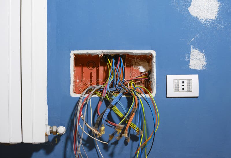 Open Junction Box Prepared for Mounting and Connecting Telephone and ...