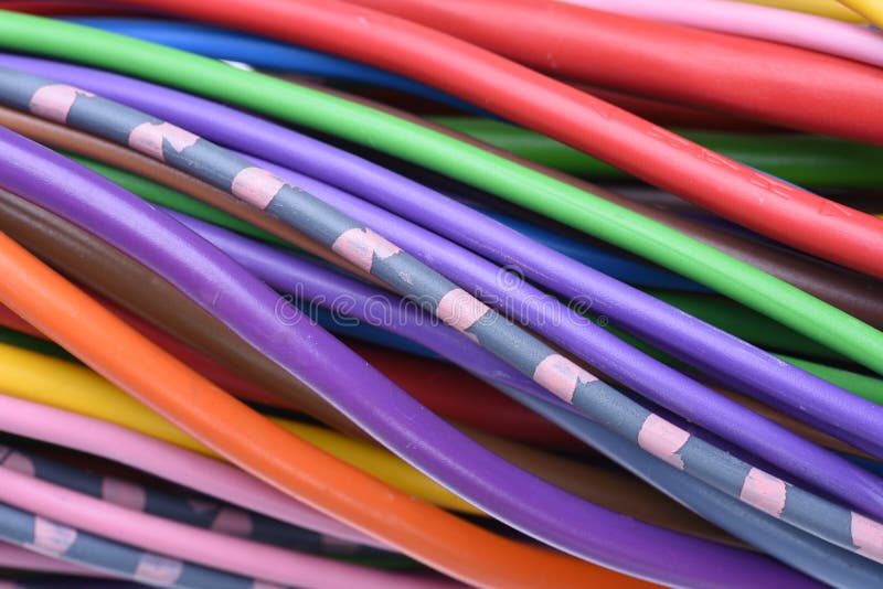 Colored electrical cables stock photo. Image of electric - 68387820
