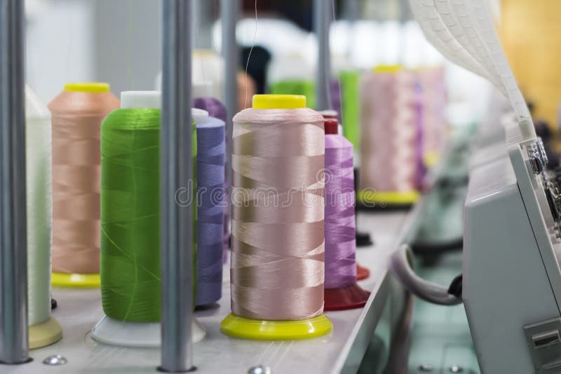 Colored Embroidery Thread on Cones in the Process of Working on the ...