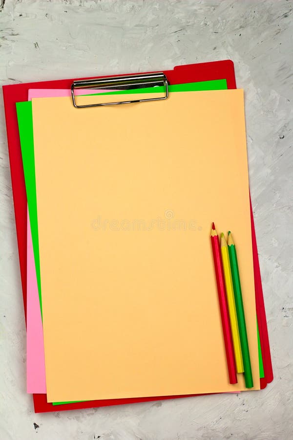 Of Colored Empty Paper Background and Pencil Stock Photo - Image of ...