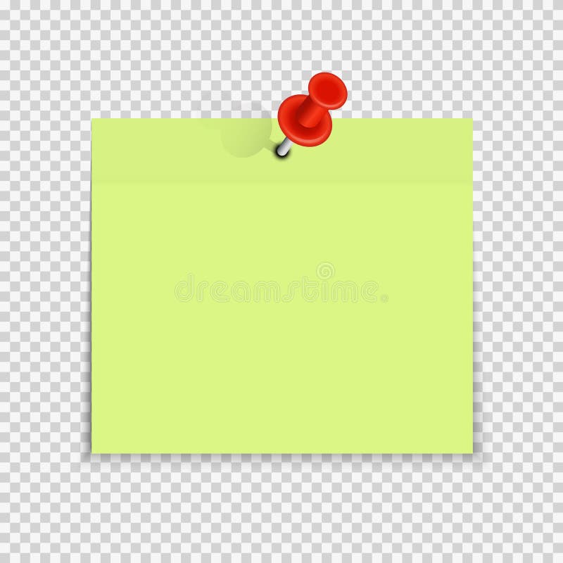 Colored Empty Paper Note Sticker with Red Pin for Office Text or ...