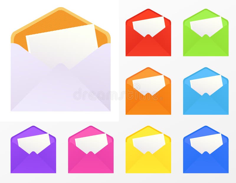 Colored envelopes stock vector. Illustration of orange - 13305553