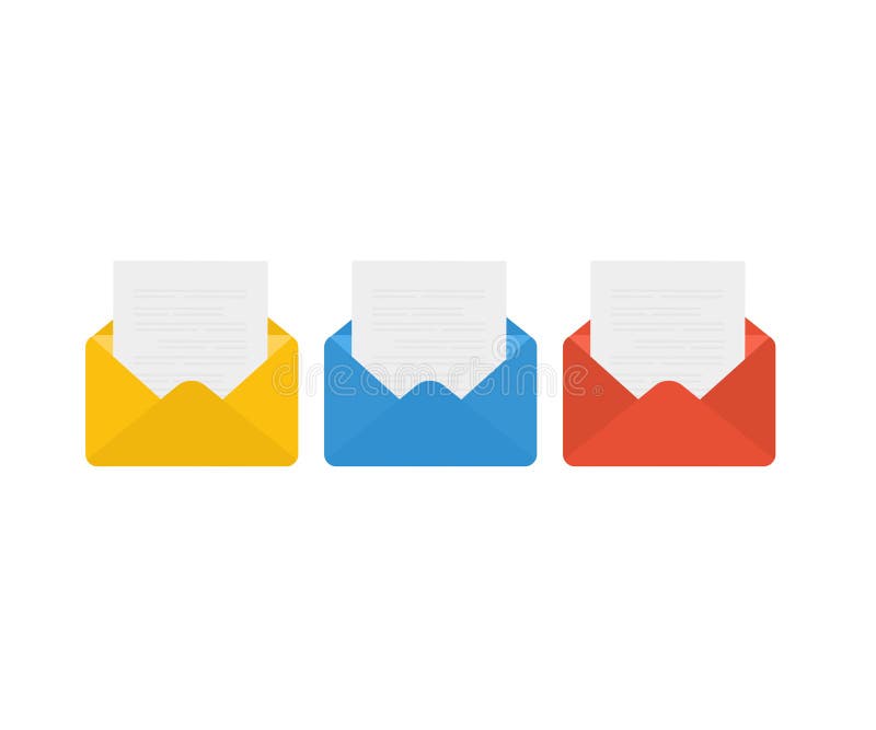 Colored Envelopes, Unfolded Envelope Logo Design. Illustration for ...