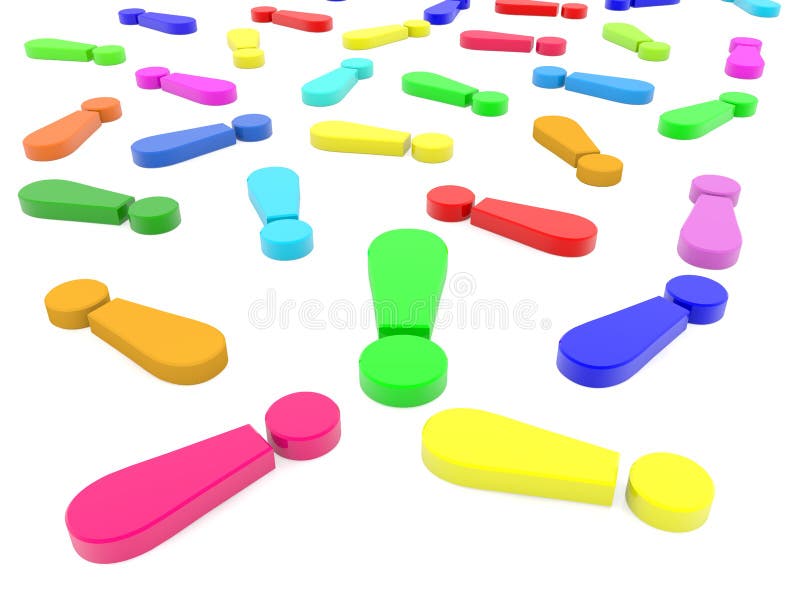 Colored Exclamation Marks on White Stock Illustration - Illustration of ...