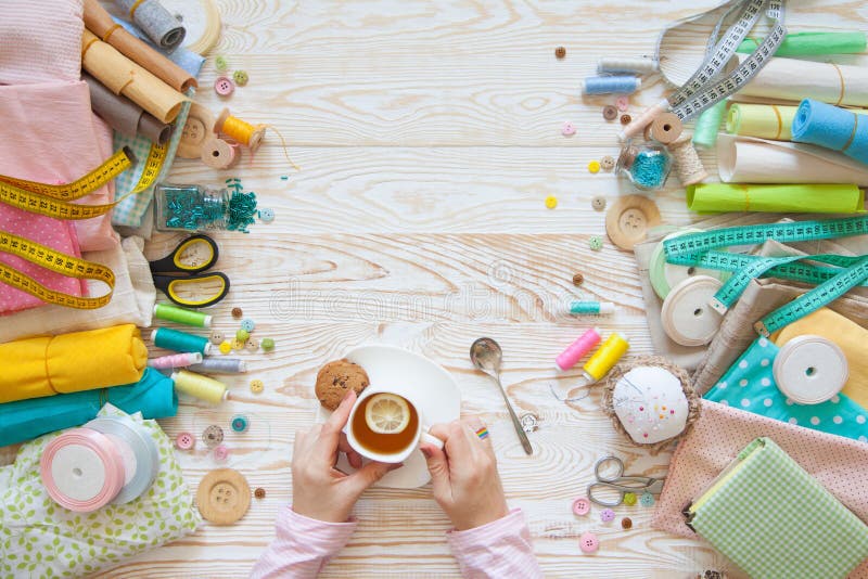 Many Different Rainbow Materials for Needlework and Sewing. Stock Photo ...