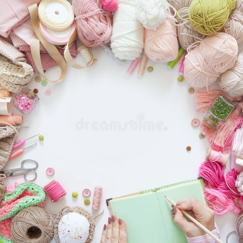 There are Many Different Materials for Needlework. Knitting and Stock ...