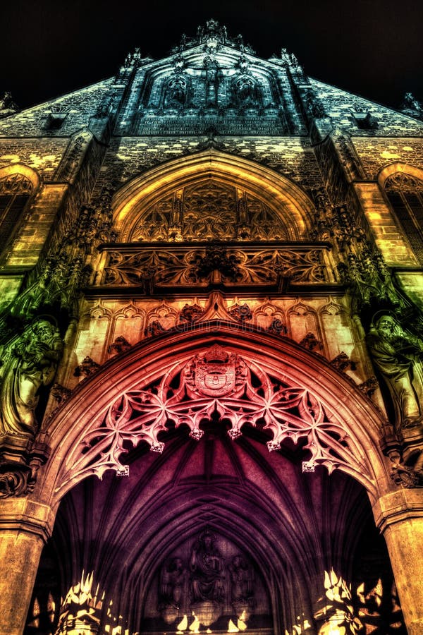 Colored Facade of the Church Stock Photo - Image of night, facade: 58208924