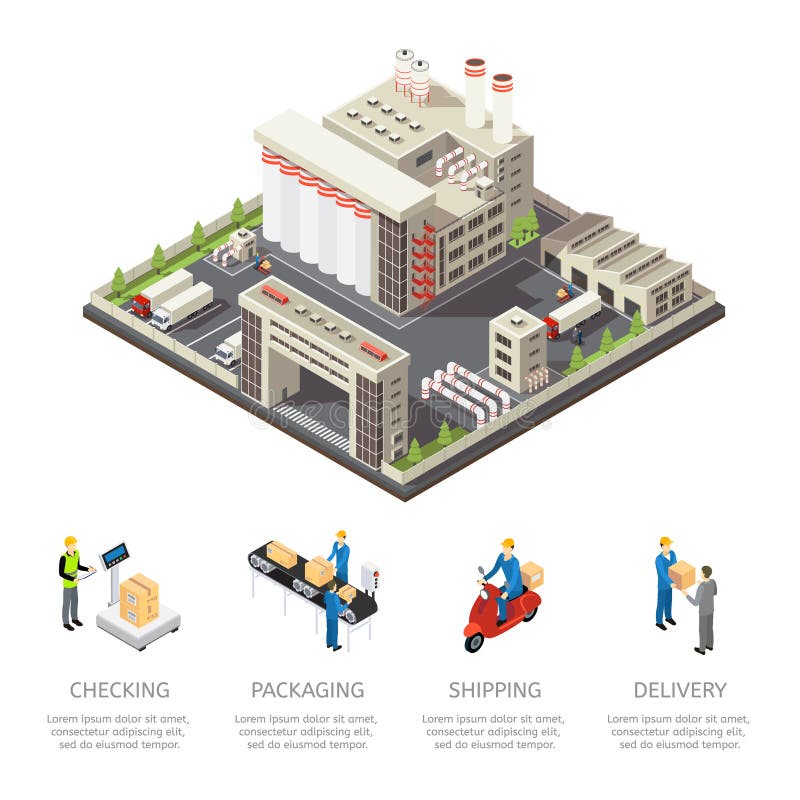 Colored Factory Isometric Composition Stock Vector - Illustration of ...