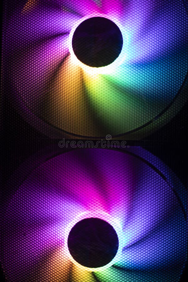 Colored Fan in the Computer. LED Lighting in the System Unit Stock ...