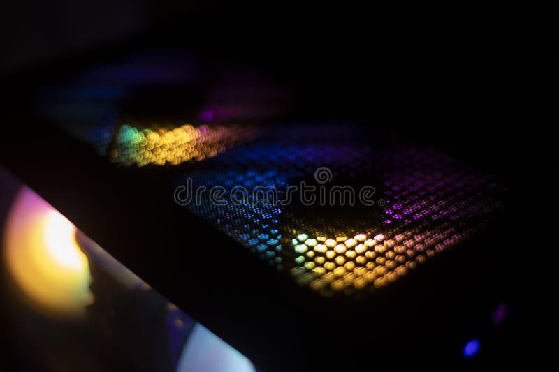 Colored Fan in the Computer. LED Lighting in the System Unit Stock ...