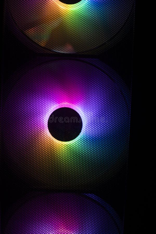 Colored Fan. LED Lighting in a Computer Stock Image - Image of ...