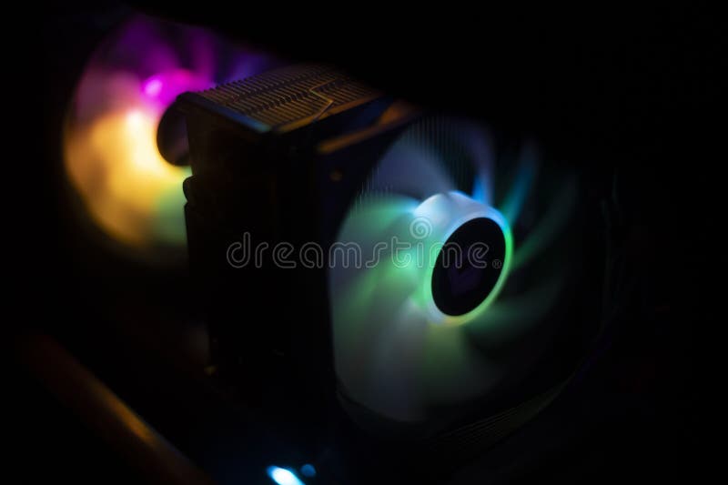 Colored Fan. LED Lighting in a Computer Stock Image - Image of ...