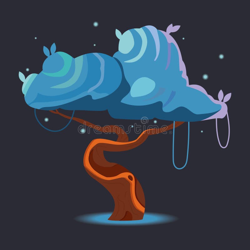 Colored Fantasy Fairytale Tree Vector Stock Vector - Illustration of ...