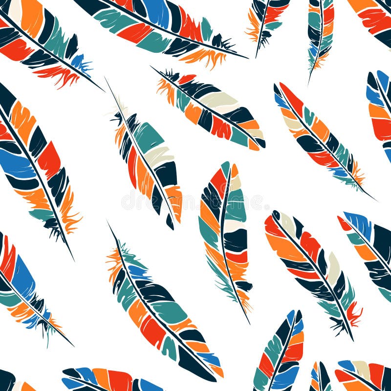 Colored feathers pattern stock vector. Illustration of feathers - 155511129