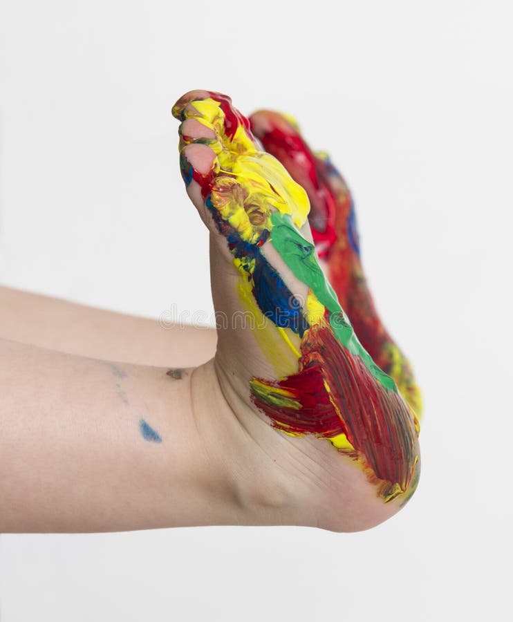 Colored Feet from Young Child Stock Image - Image of white, body: 35266057