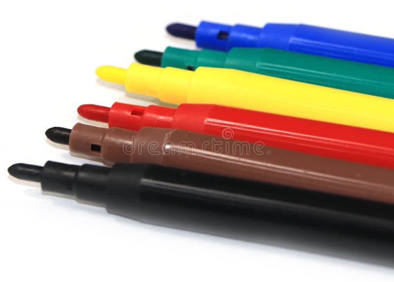 Colored felt-tip pens stock image. Image of arrangement - 125762535
