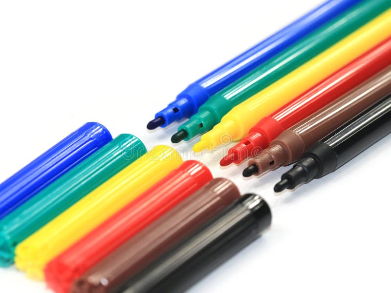 Colored felt-tip pens stock photo. Image of blue, arrangement - 125762490