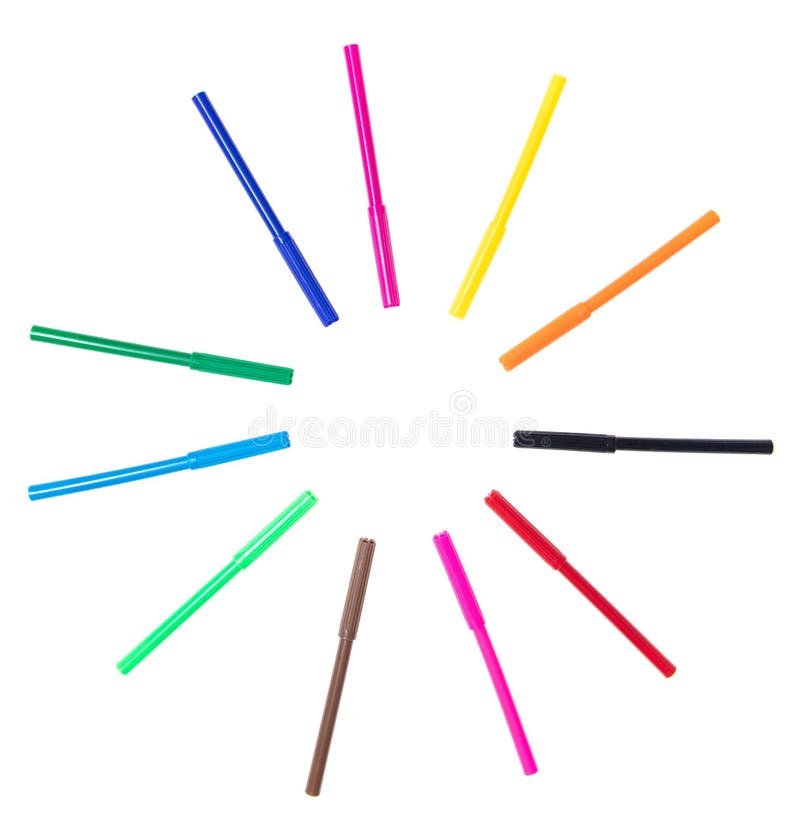Colored Felt-tip Pens on a White Background Stock Image - Image of ...