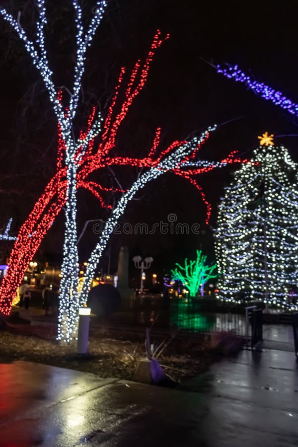 Colored Festive Lights Glow on a Rainy Day Editorial Photography ...